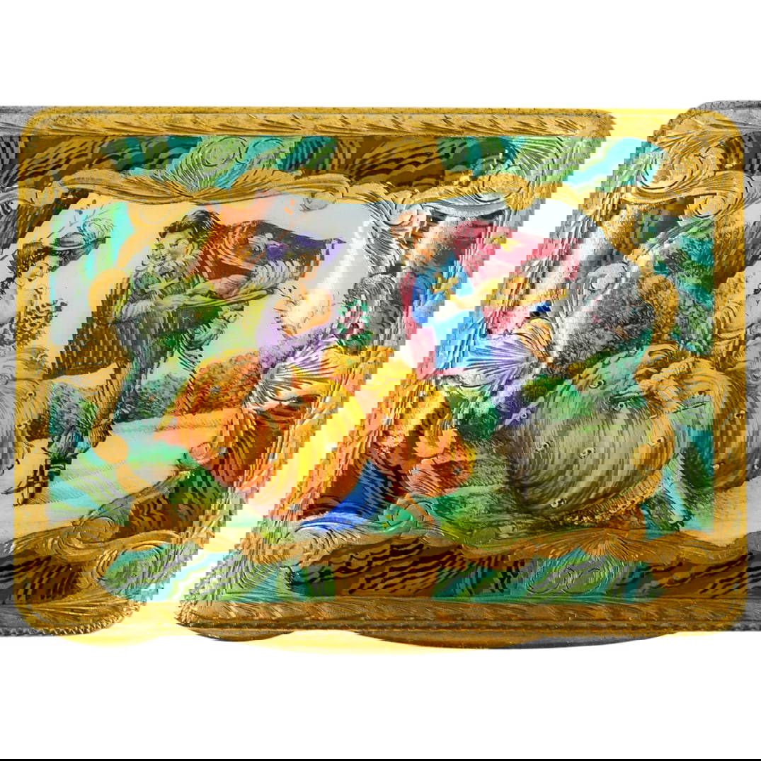 Antique Italian Gilt & Enamel 800 Silver Compact Auction