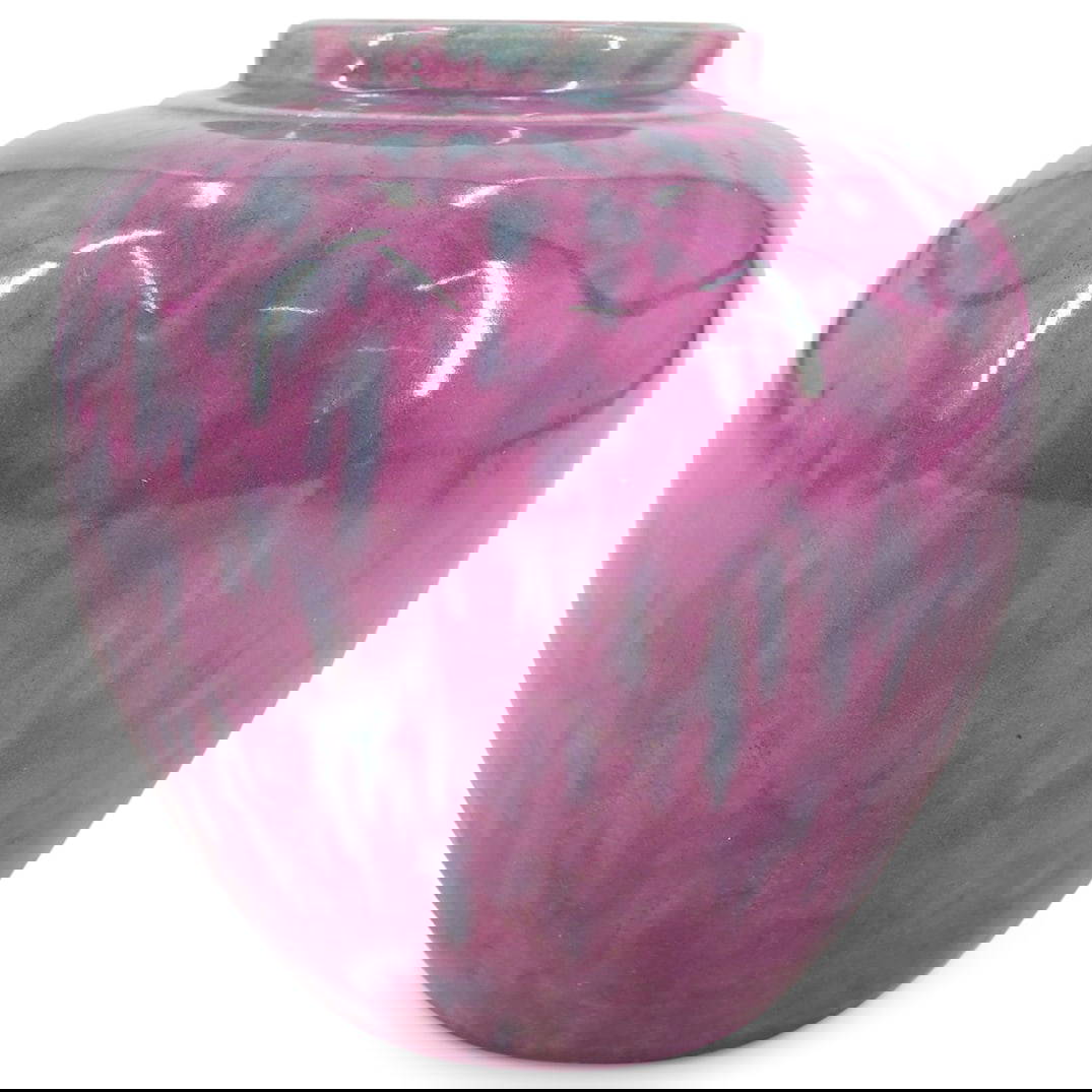 Japanese Lavender And Mottled Grey Flambe Pottery Jar Auction