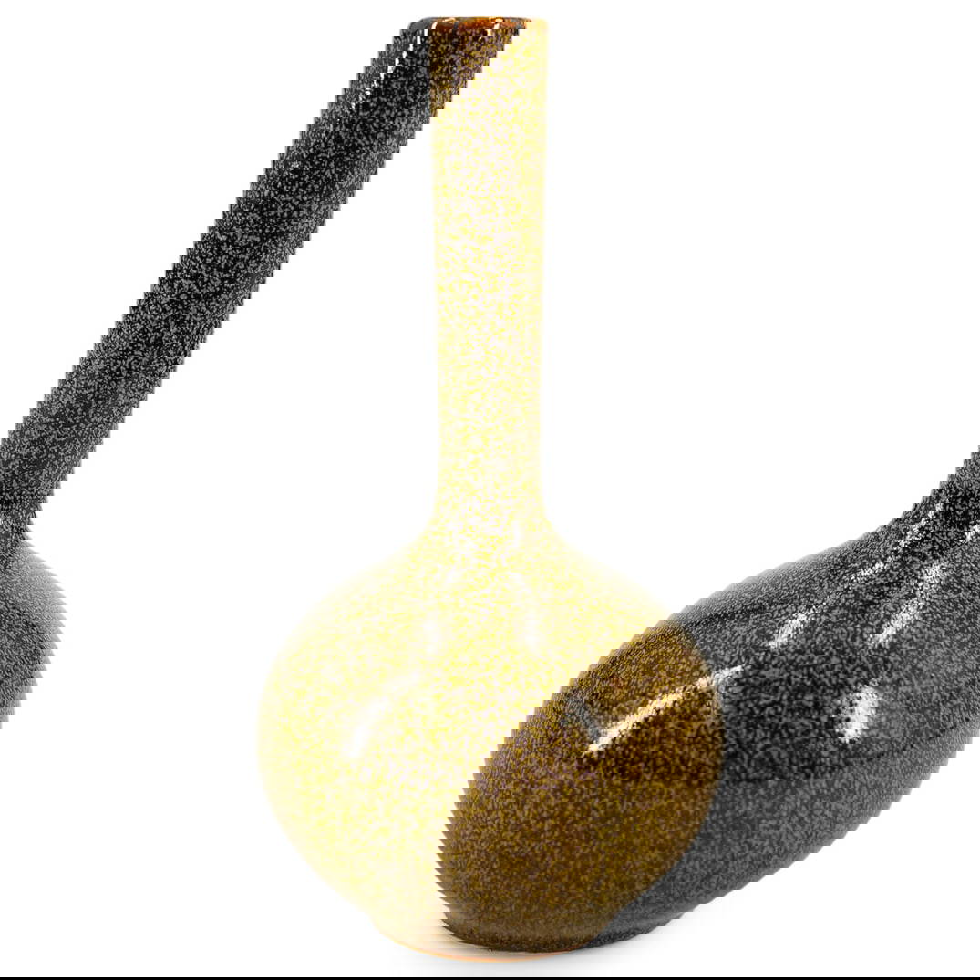 Japanese Porcelain Studio Gold Splatter Bud Vase. Auction