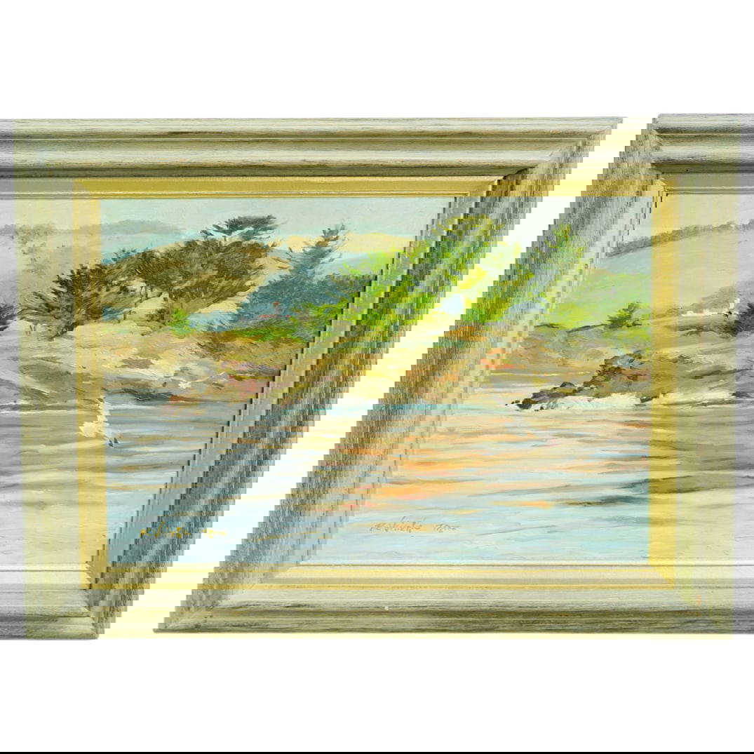 Ray Vinella "carmel Mission" Oil Painting On Board Auction