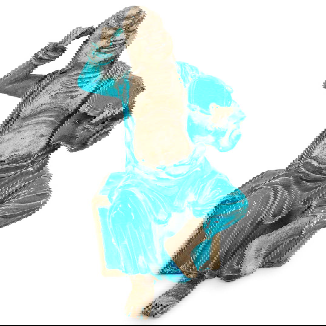 Antique Chinese Shiwan Ware Ceramic Seated Immortal Auction