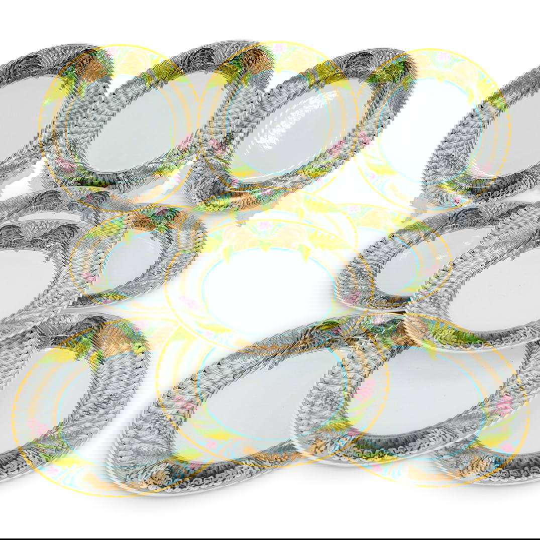 (9 Pc) William Stephen Coleman For Minton "game" Pattern Plates Auction