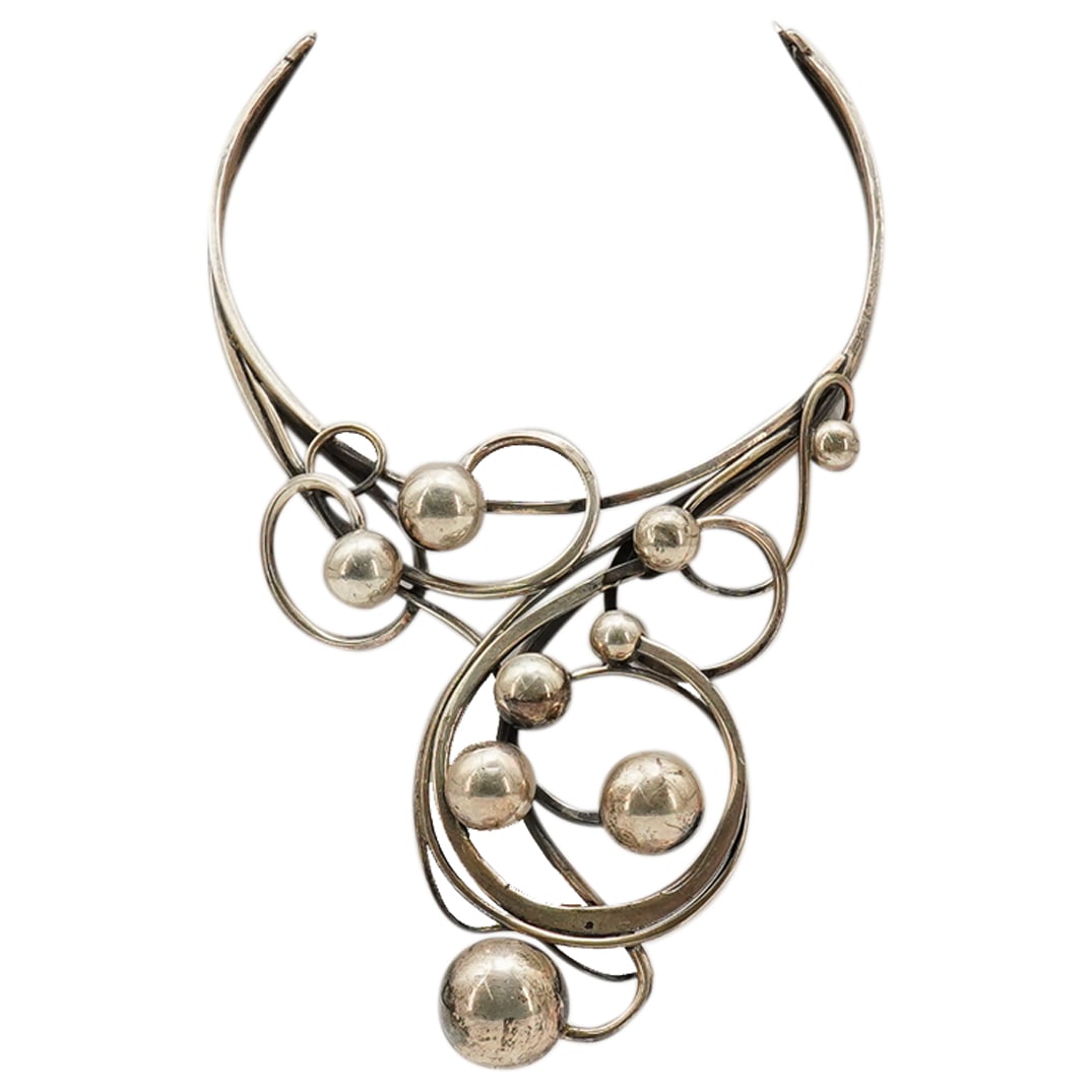 Rachel Gera Modernist Spherical Sterling Silver Necklace Auction