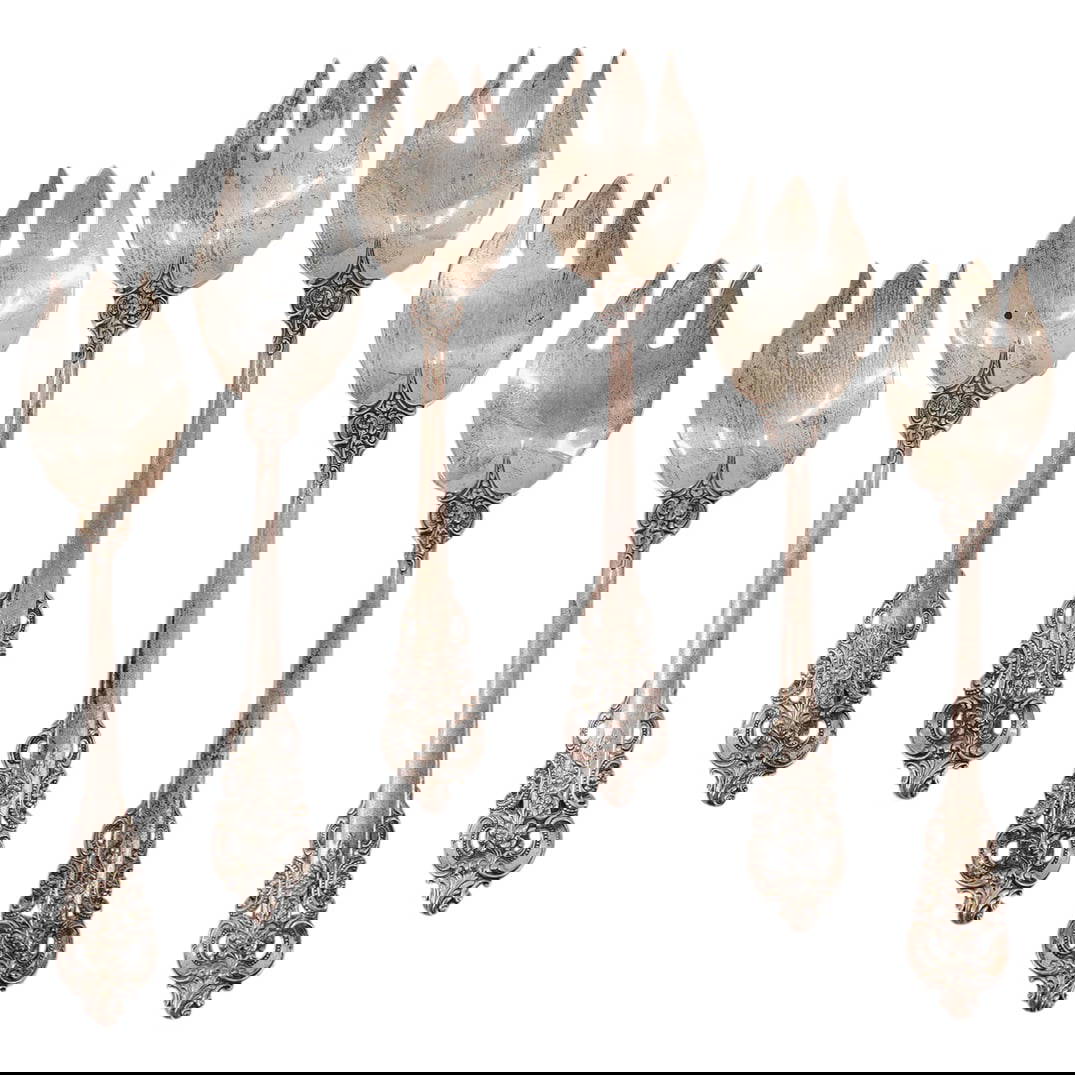 (6) Wallace "grand Baroque" Sterling Silver Ice Cream Forks Auction