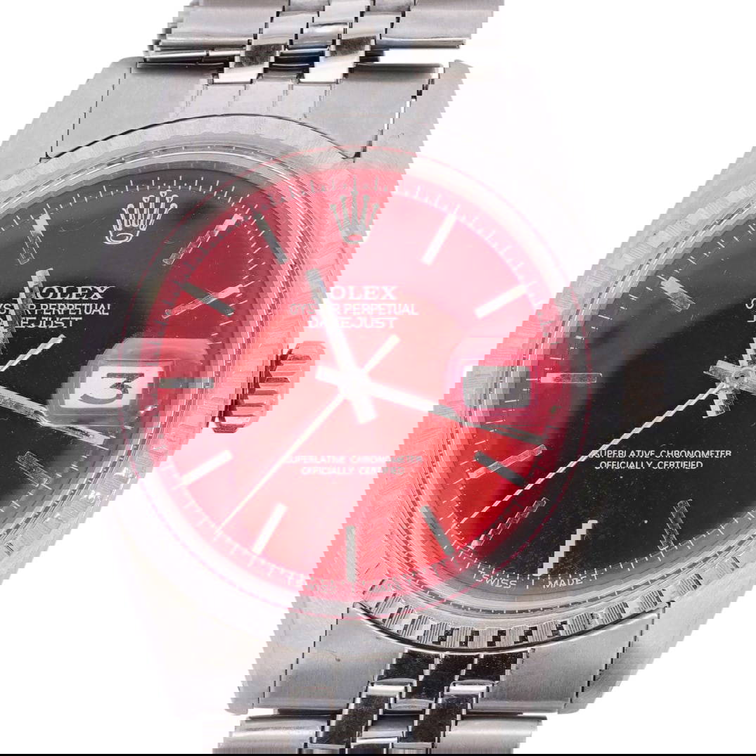 Rolex Stainless Steel Red Dial Datejust Auction