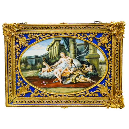 French After Boucher "rinaldo & Armida" Porcelain Wall Plaque Painting