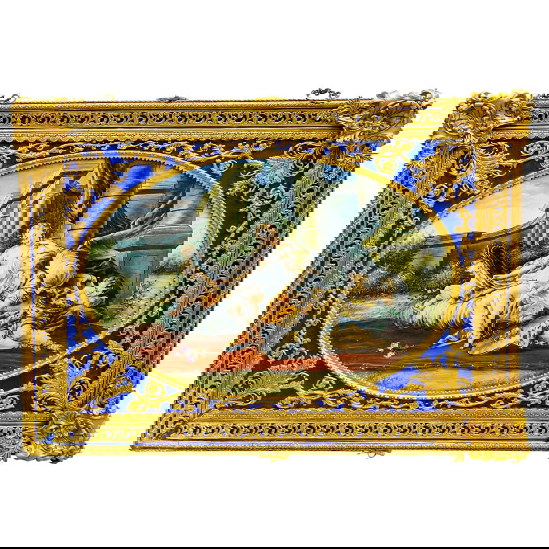 French After Boucher "rinaldo & Armida" Porcelain Wall Plaque Painting ...