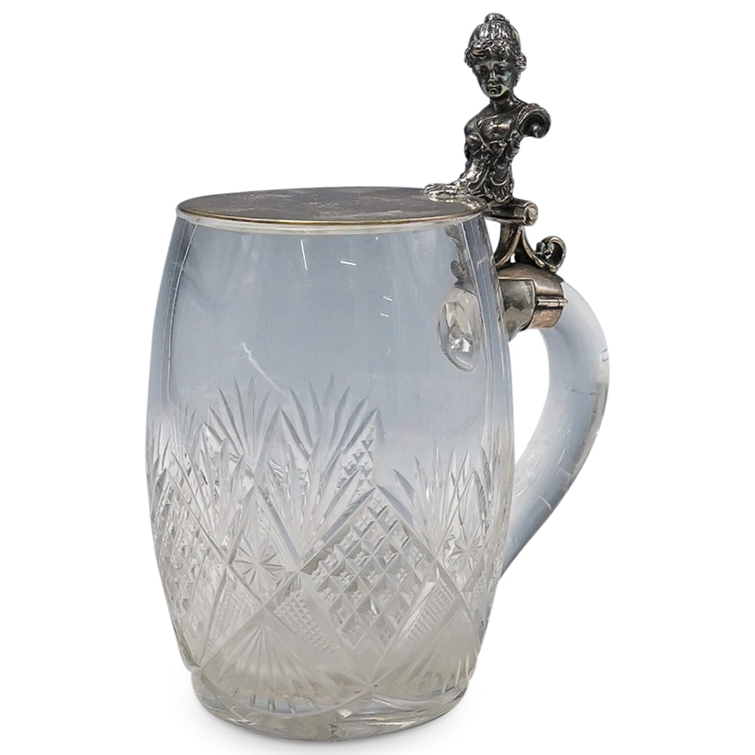 German Cut Crystal & Silver Stein Auction