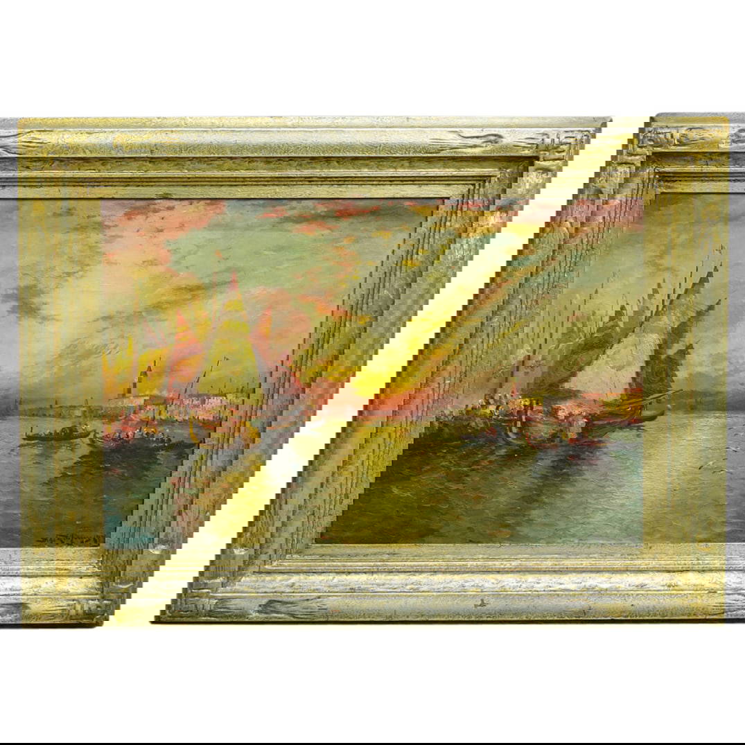 Richard Dey De Ribcowsky (1880-1936) Oil On Canvas Venetian Seascape ...