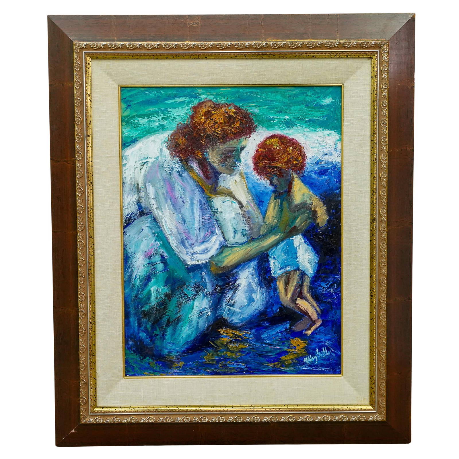 Mildrey Guillot (cuban, B. Xx) "the Embrace" Oil On Canvas Auction