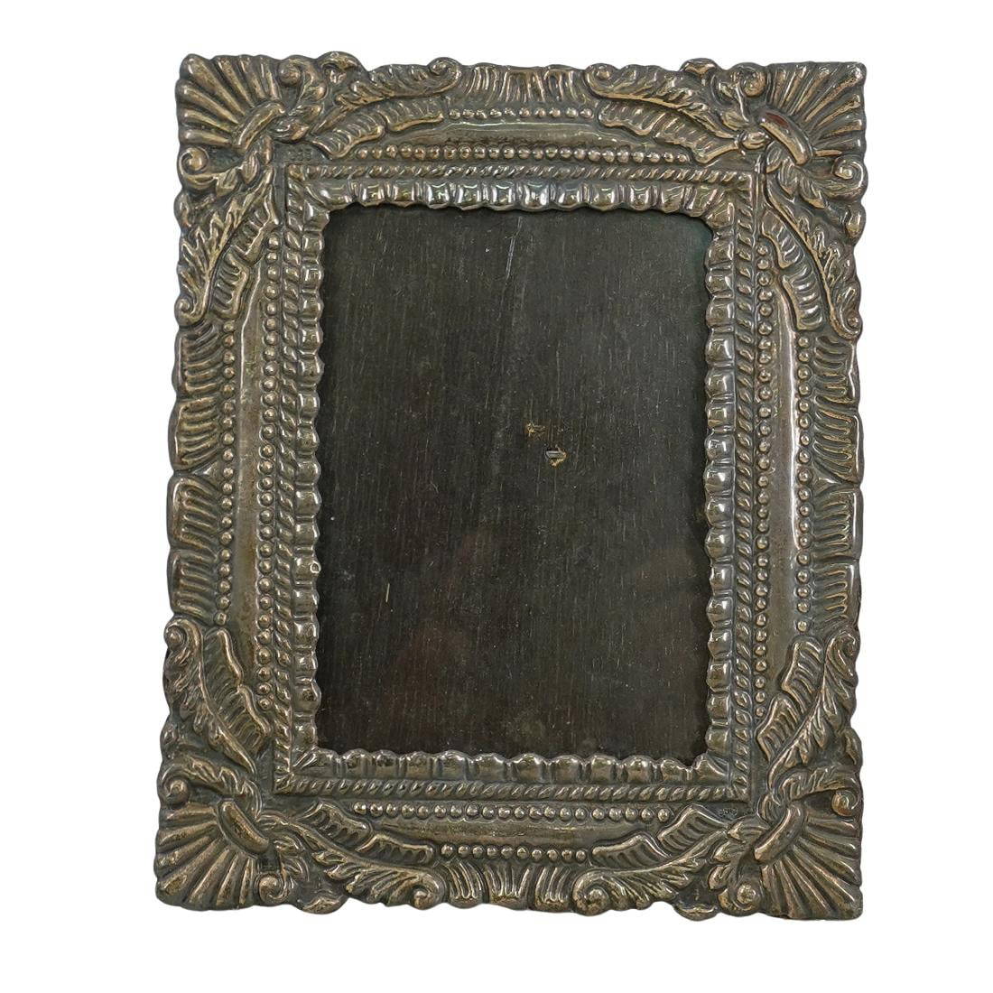 950 Silver Ornate Repousse Hand Forged Desk Photo Frame Auction