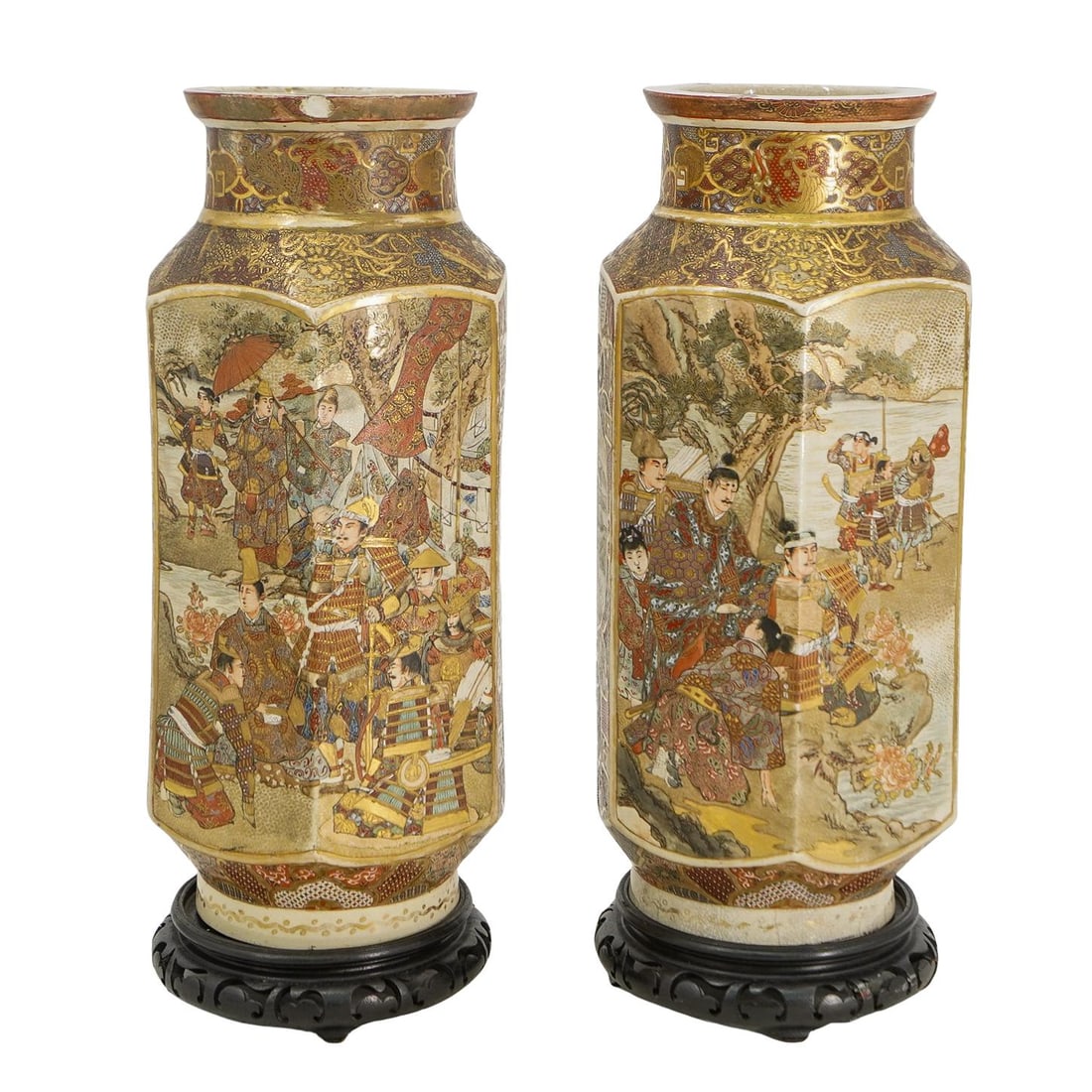 Pair Japanese Satsuma Porcelain Vases Auction