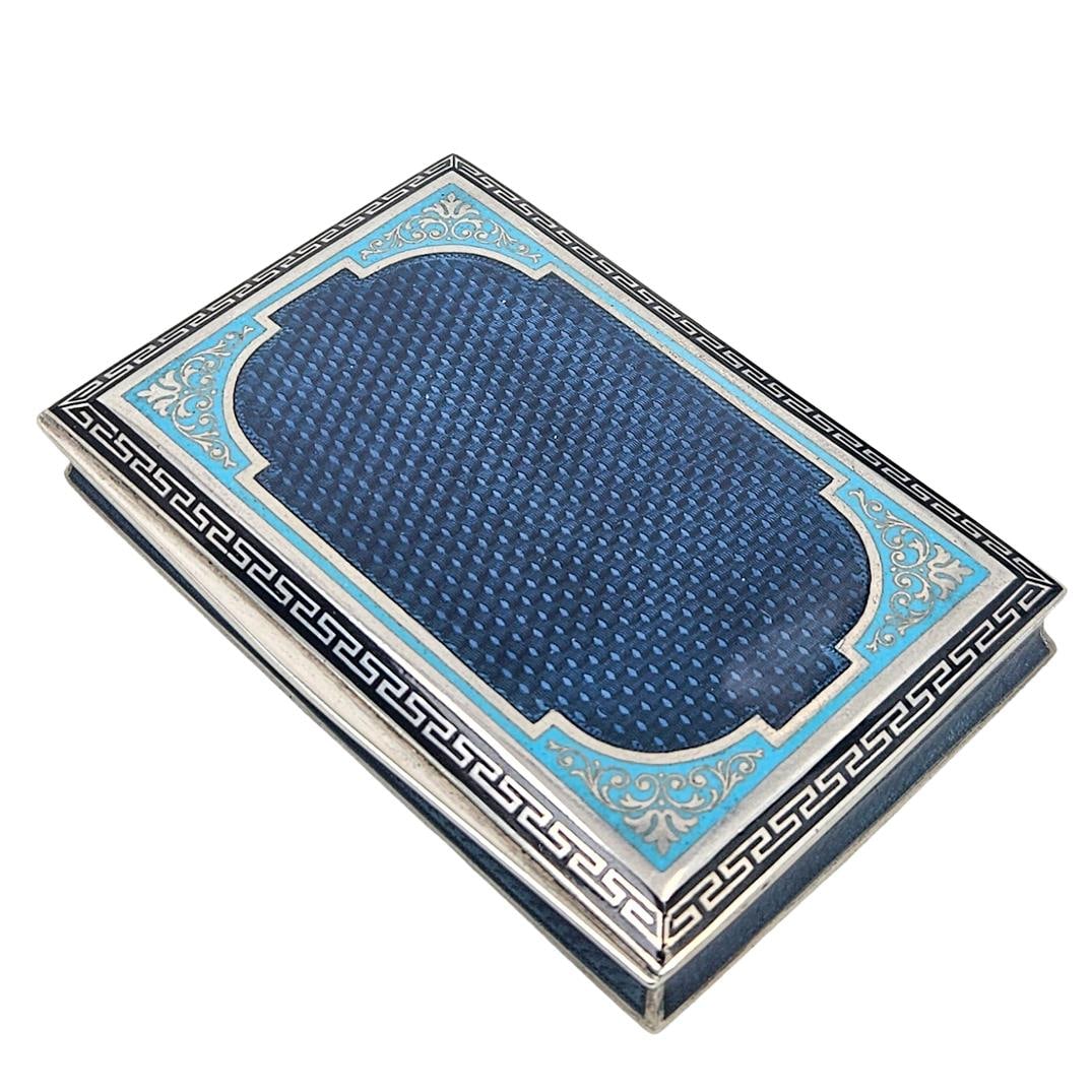 Sterling Silver & Blue Enamel Card Case Auction