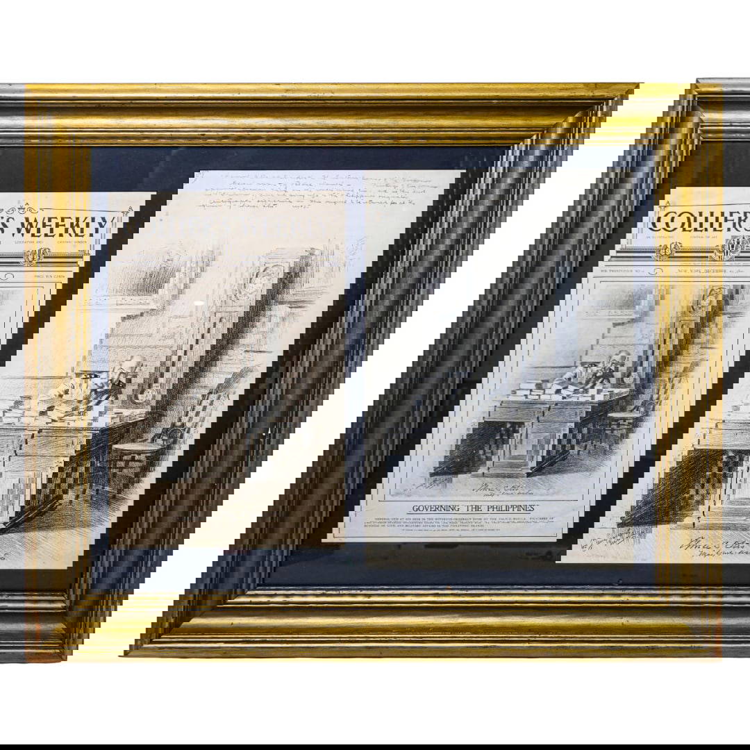 Antique 1899 Framed "collier's Weekly" Cover & Original Sketch Auction