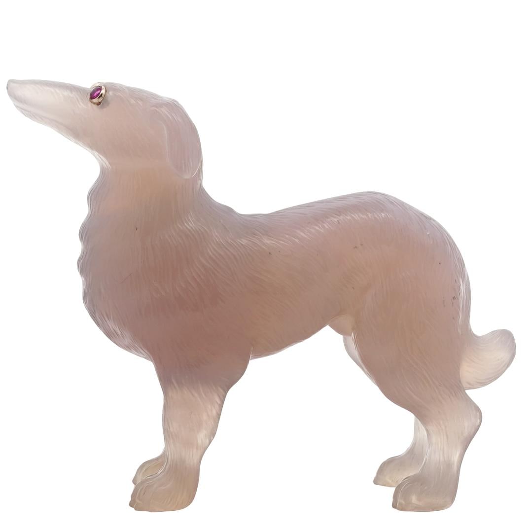 Russian Faberge Style Carved Agate Dog Auction
