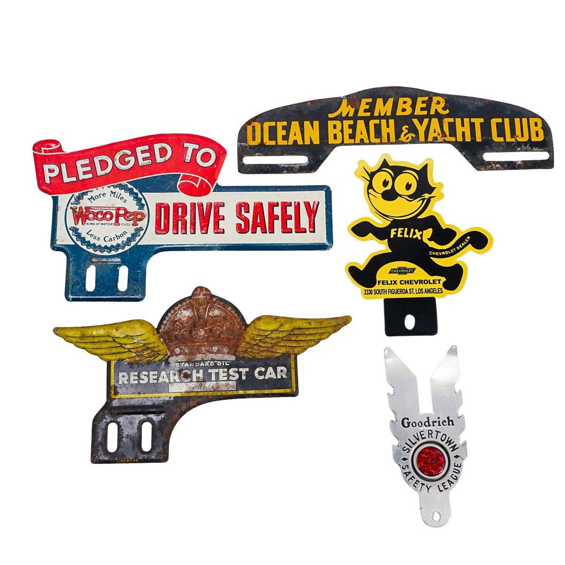 (5 Pc) Vintage License Plate Toppers Auction