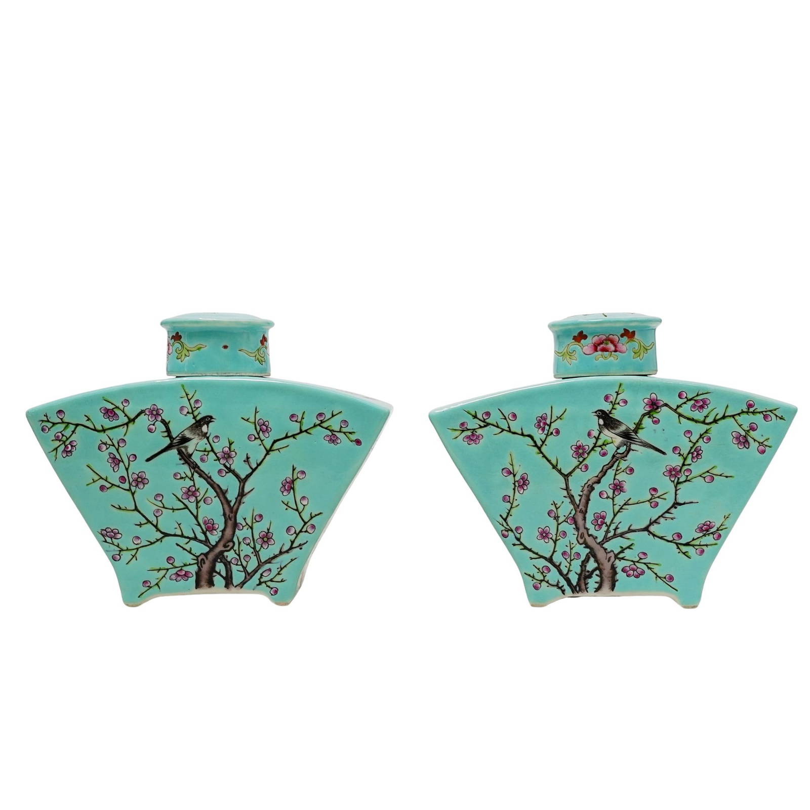 Antique Chinese Hand-painted Enameled Ceramic Tea Caddies Auction