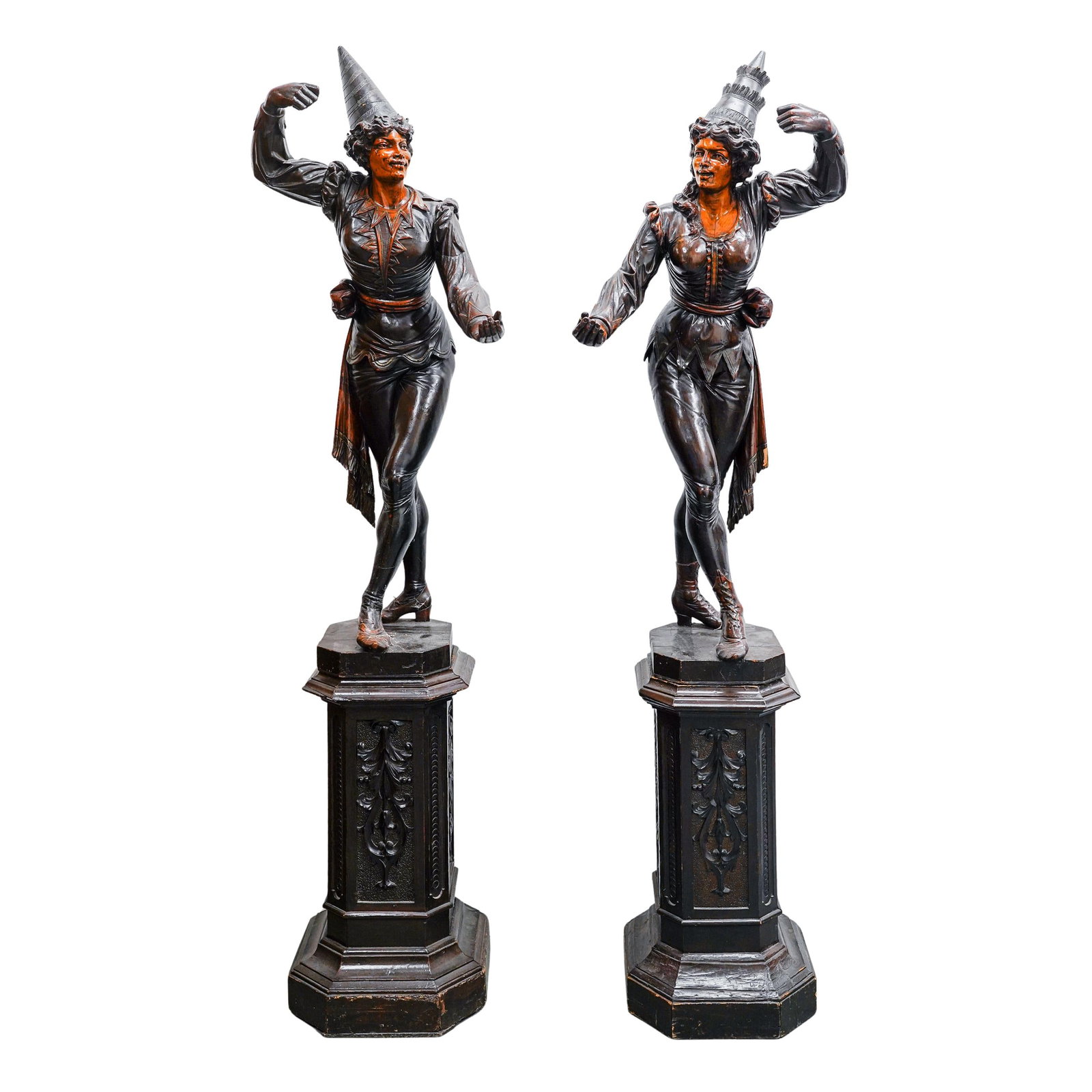 Pair Of Antique Italian Carved Wood Jester Sculptures - Jun 26, 2025 ...