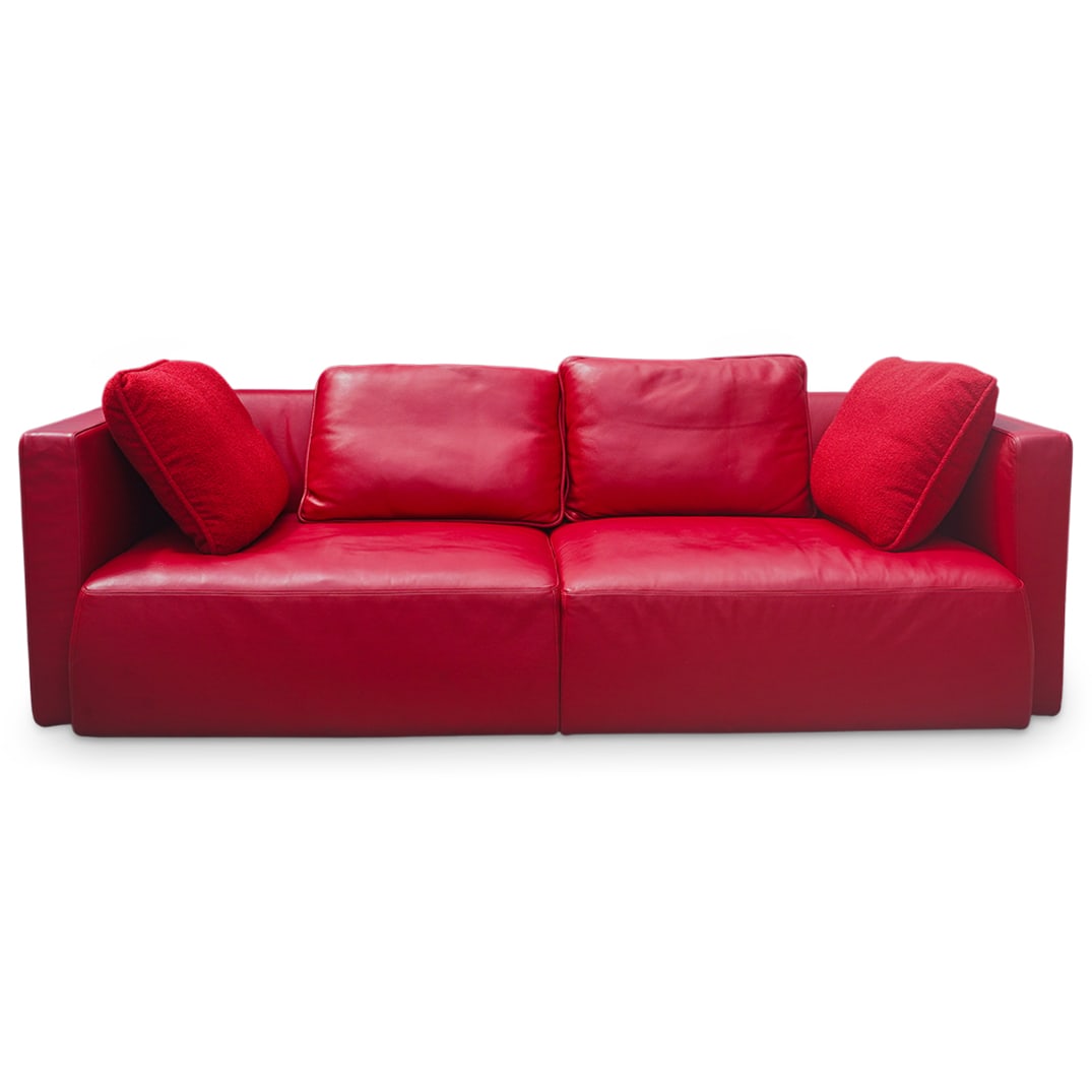 Agostino Moroso (est. 1952, Italian) Modern Rosso Leather Couch Auction