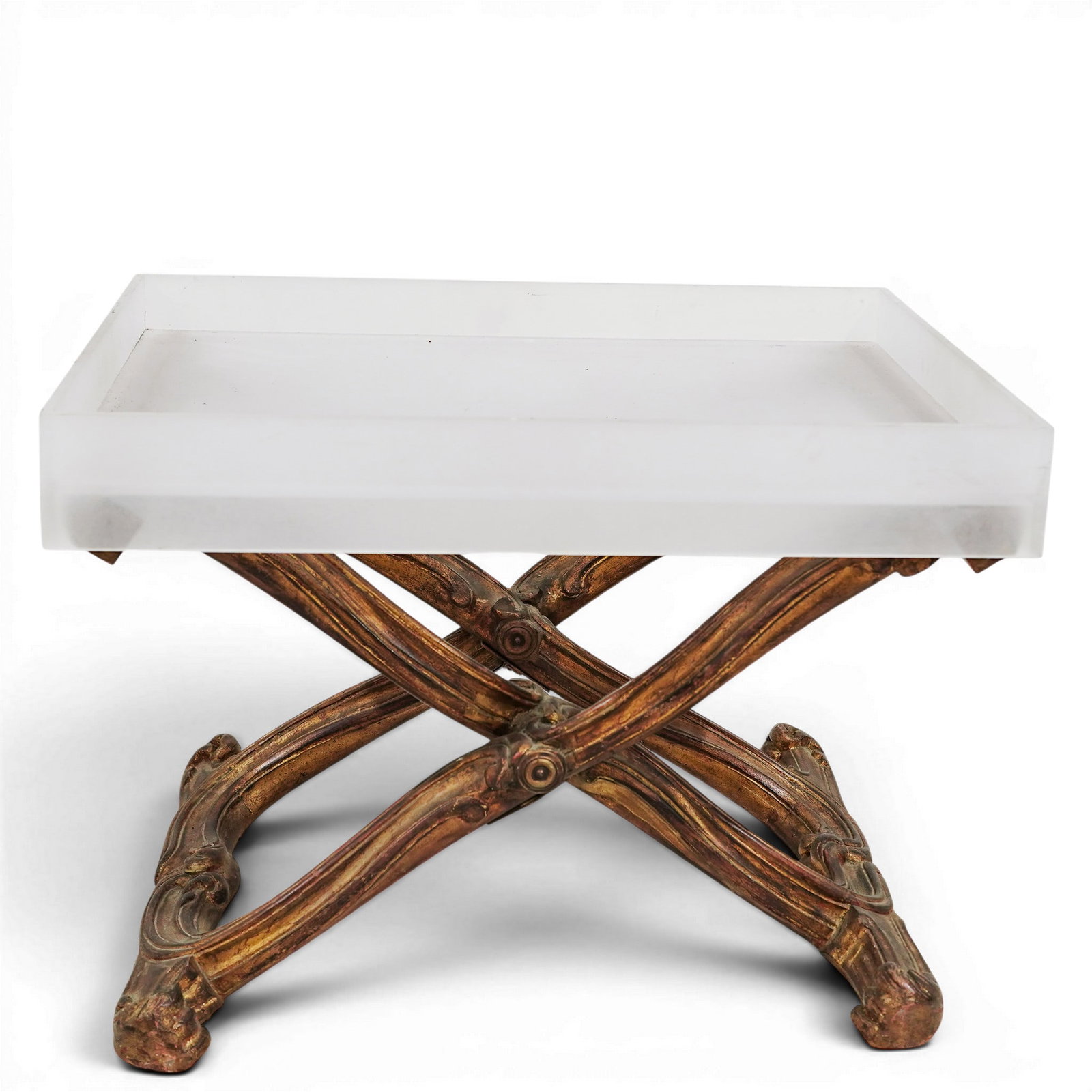 Rococo Style X Table With Acrylic Tray Auction