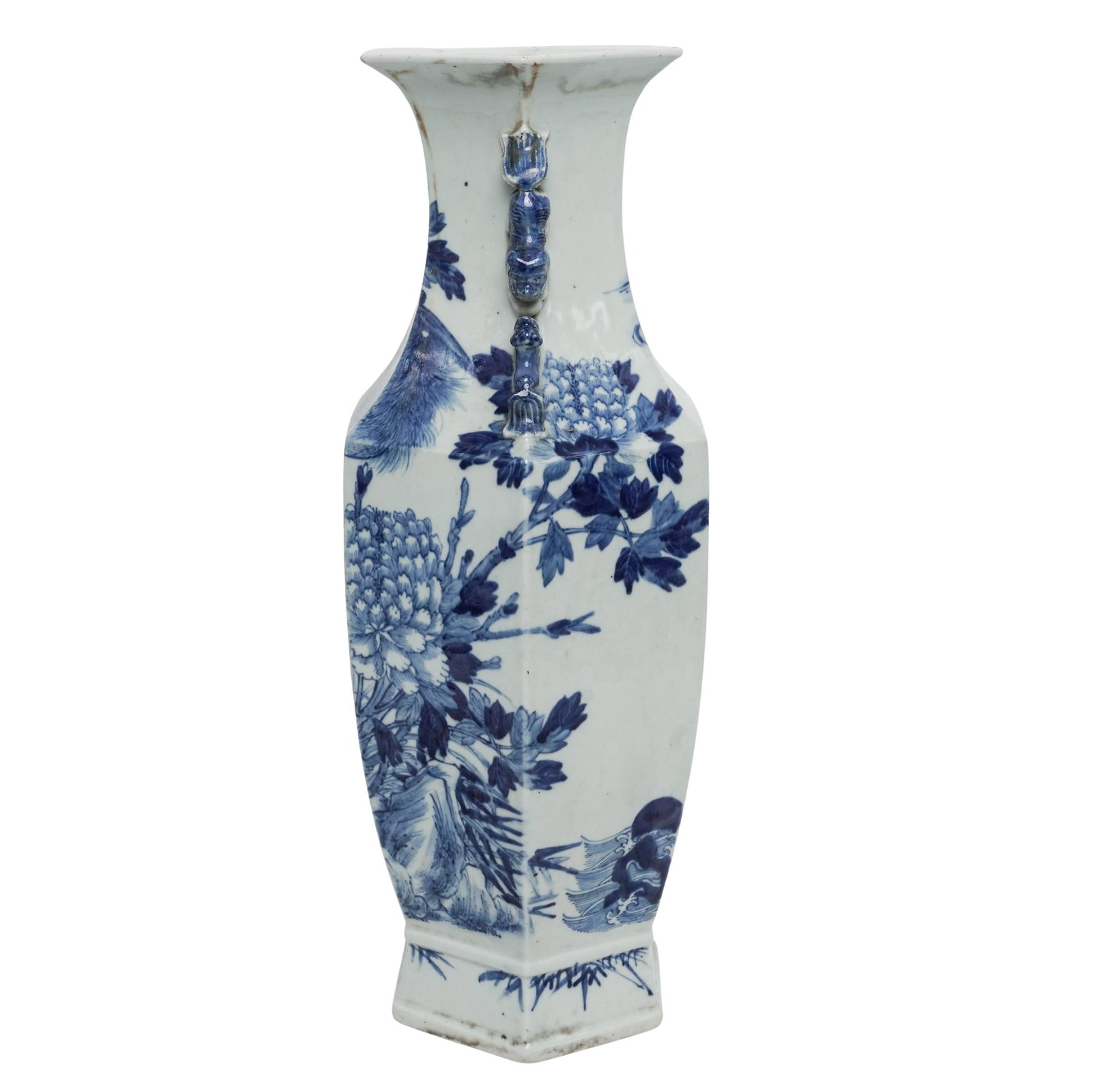 Antique Chinese Blue & White Porcelain Hexagonal Vase Auction