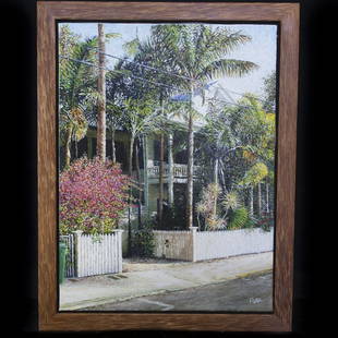 Peter Vey "key West Veranda" Oil On Canvas