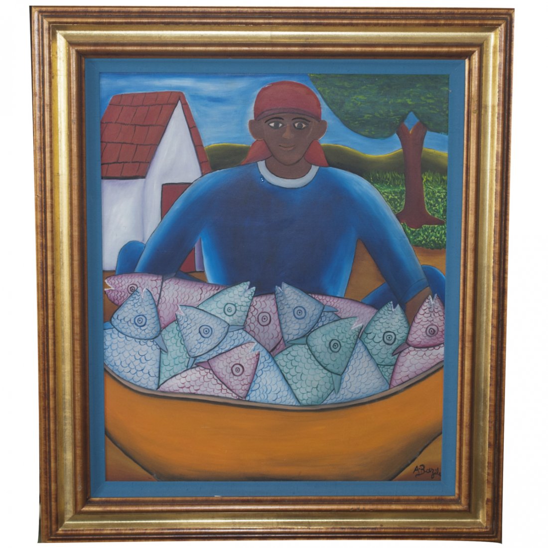 Alberoi Bazile (Haiti B. 1920-) Oil on Masonite