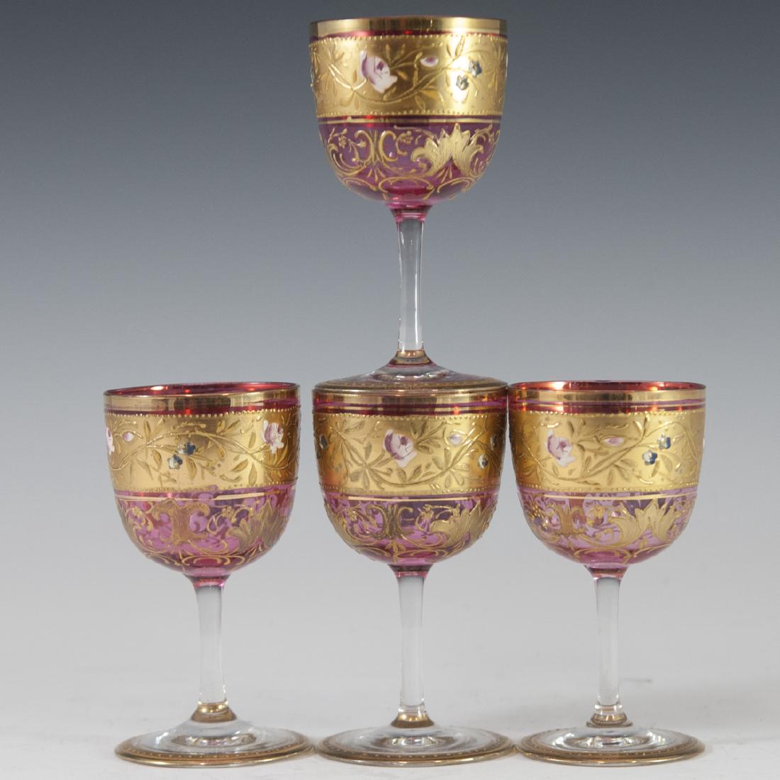 Moser Bohemian Enamaled Glass Cordials