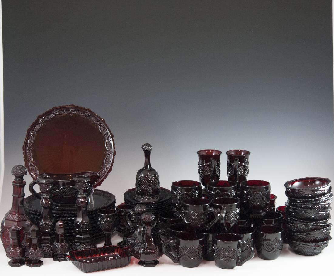 Avon "1876 Cape Cod Collection" Cranberry Glass Set