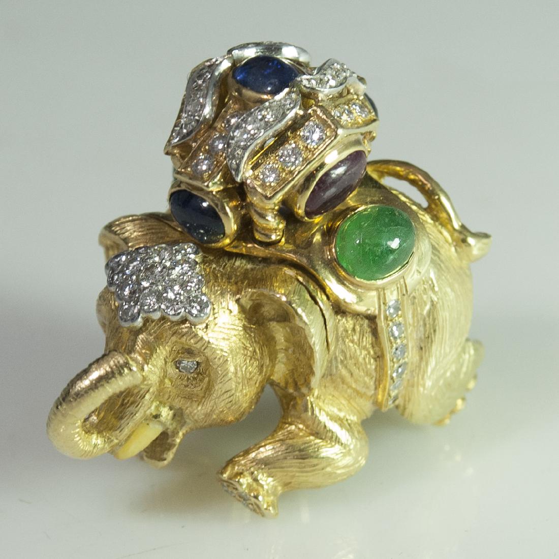 18kt Gold Diamond Emerald Sapphire & Ruby Ring