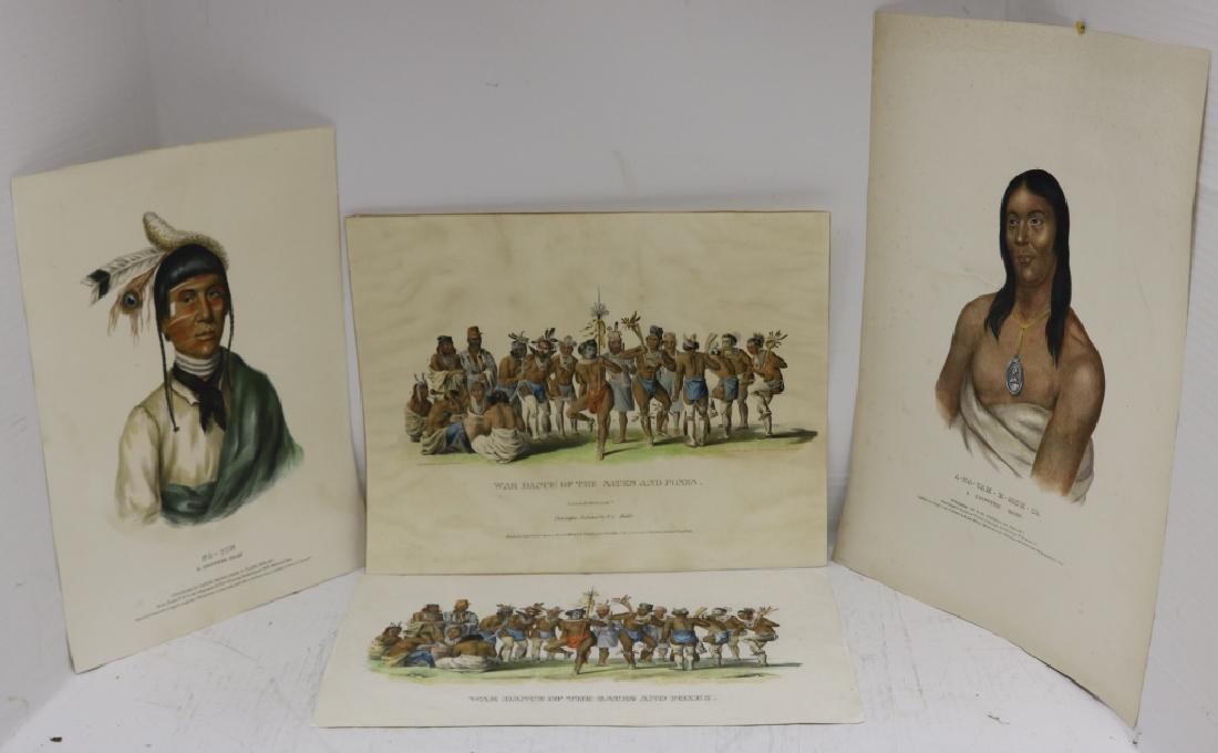 4 NATIVE AMERICAN 19TH C COLORED LITHOGRAPHS TO