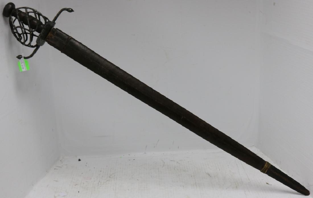18TH C ITALIAN DOUBLE CLAM SHELL BROADSWORD