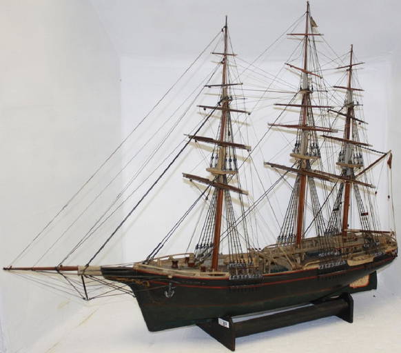 19th C Handmade Wooden Ship Model Of The