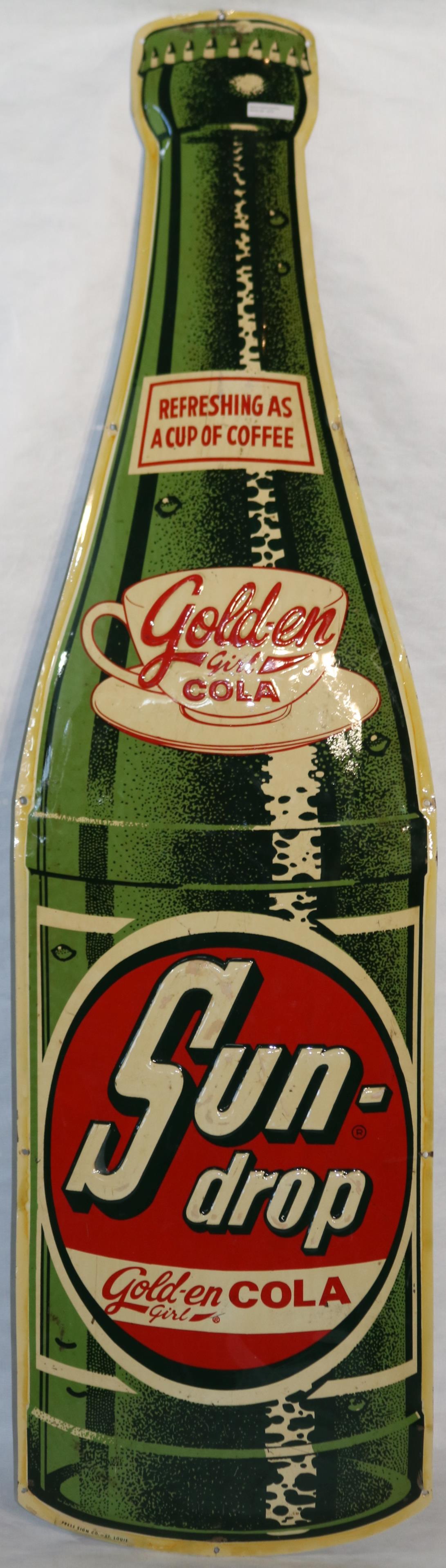 Sun Drop Golden Cola Bottle Form Embossed And
