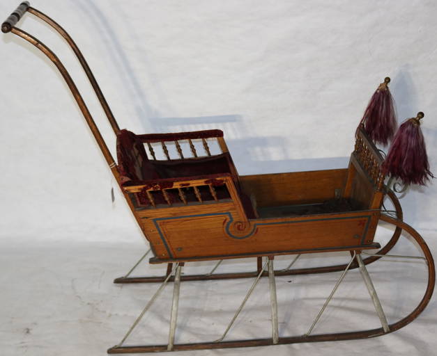 19th Century Child's Push Sleigh. Original
