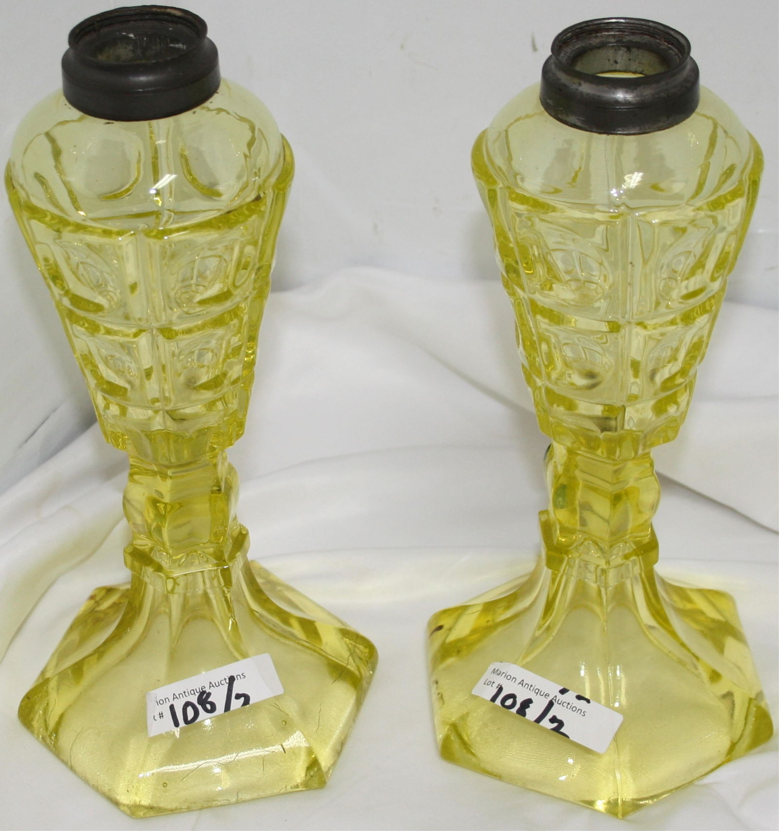 TWO 19TH CENTURY WHALE OIL LAMPS VASELINE GLASS Barnebys two-19th-century-whale-oil-lamps-vaseline-glass-barnebys