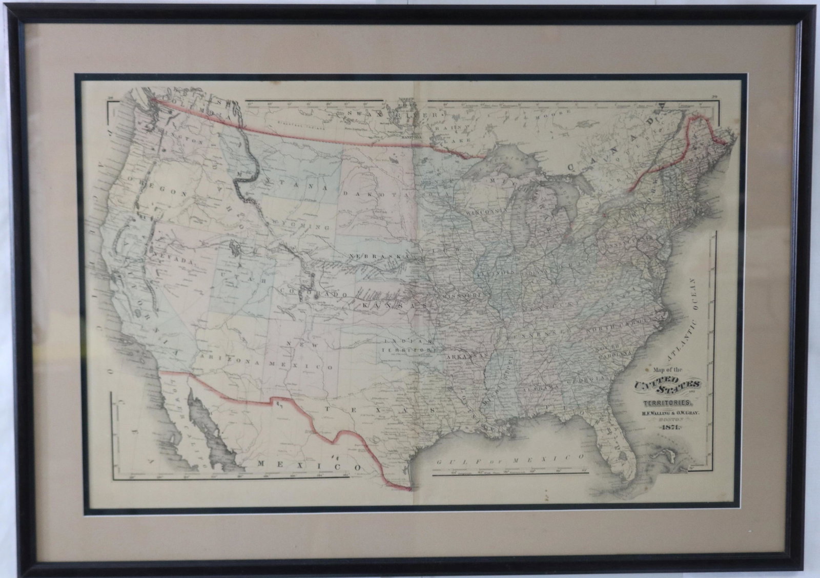 CA. 1871 HAND COLORED MAP OF THE UNITED STATES H. | Barnebys