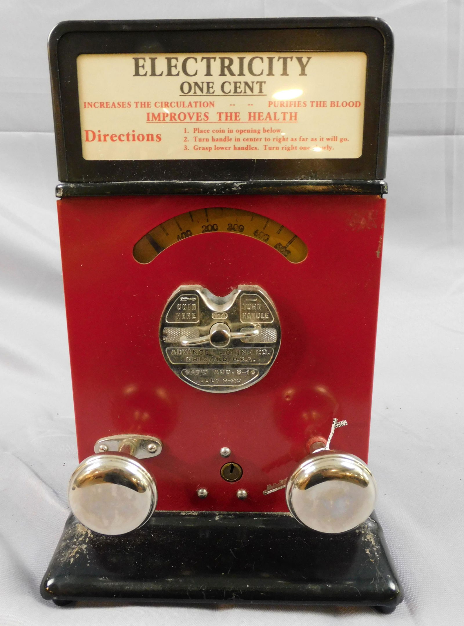 Electric shock machine, coin operated, pat. July - Aug 06, 2022 ...