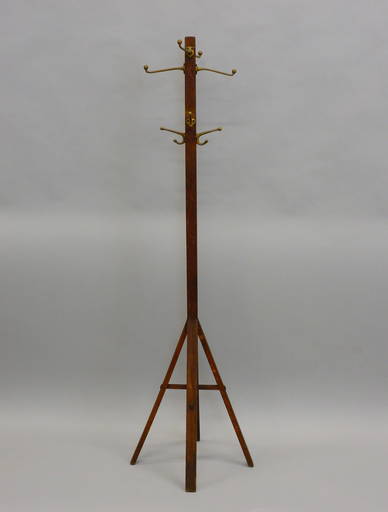 Arts And Crafts Quartered Oak Coat Tree, Original