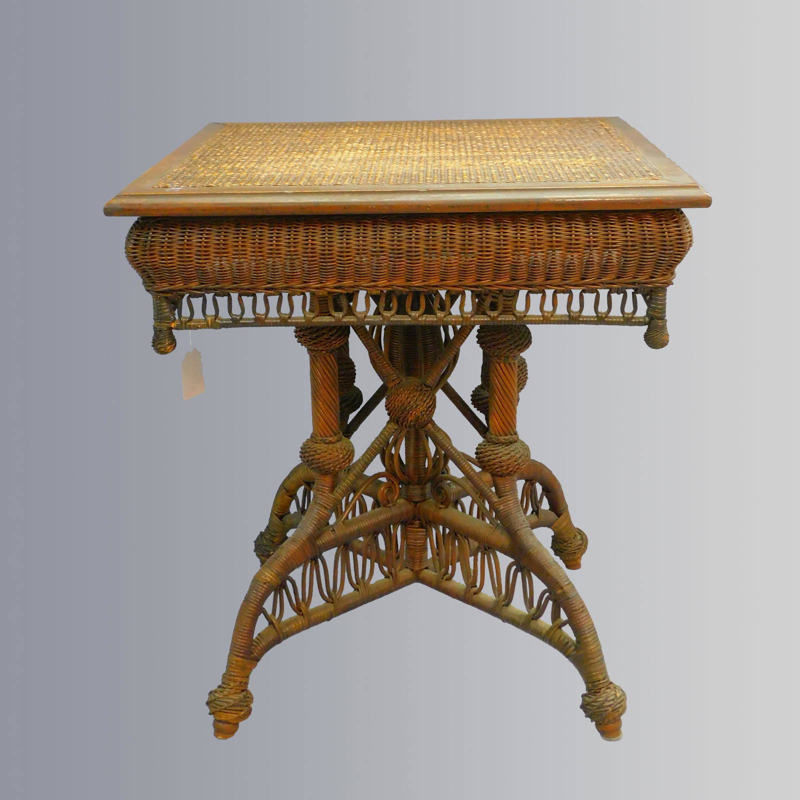 Victorian Wicker Parlor Table, Ca. 1890. Old Auction