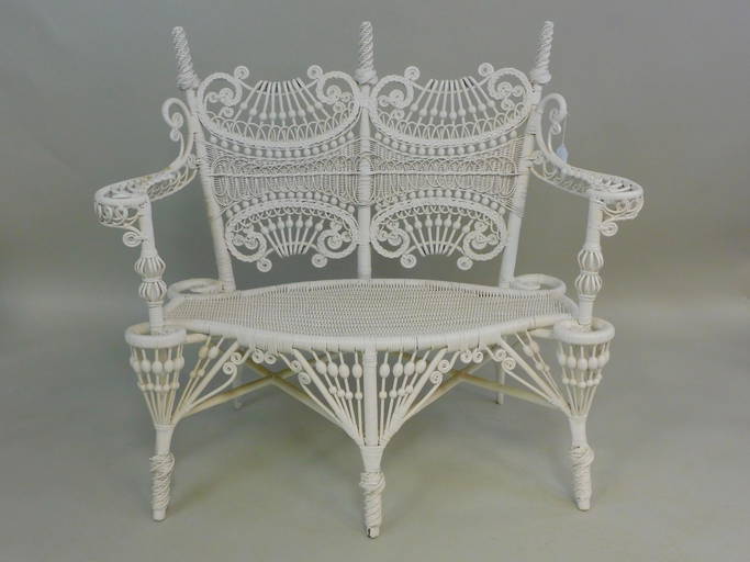 Rare Victorian 3 Piece Painted White Parlor Set,