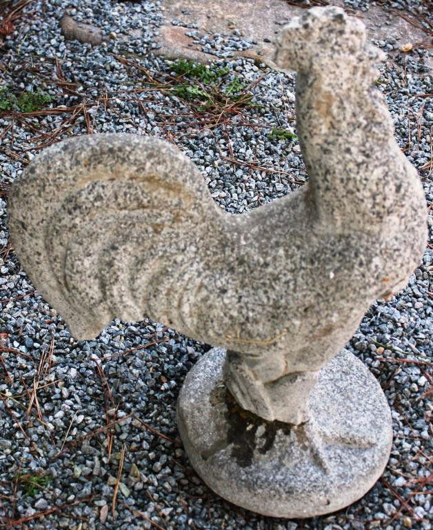 Cast Cement Rooster, 23” High, Old