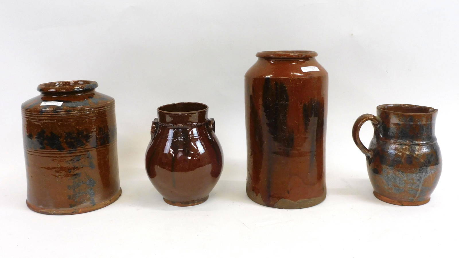(4) Redware Items. Early 19th Century. To Auction