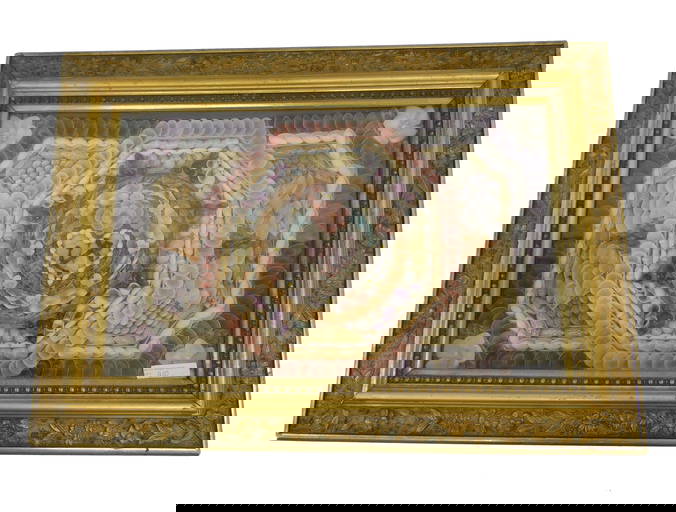 Sailor's Valentine In A Rectangular Gilt Frame.