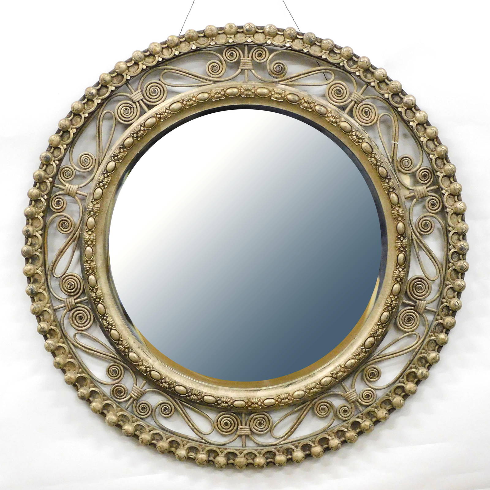 Rare Victorian Wicker Roundel Mirror, Circa 1890. Auction
