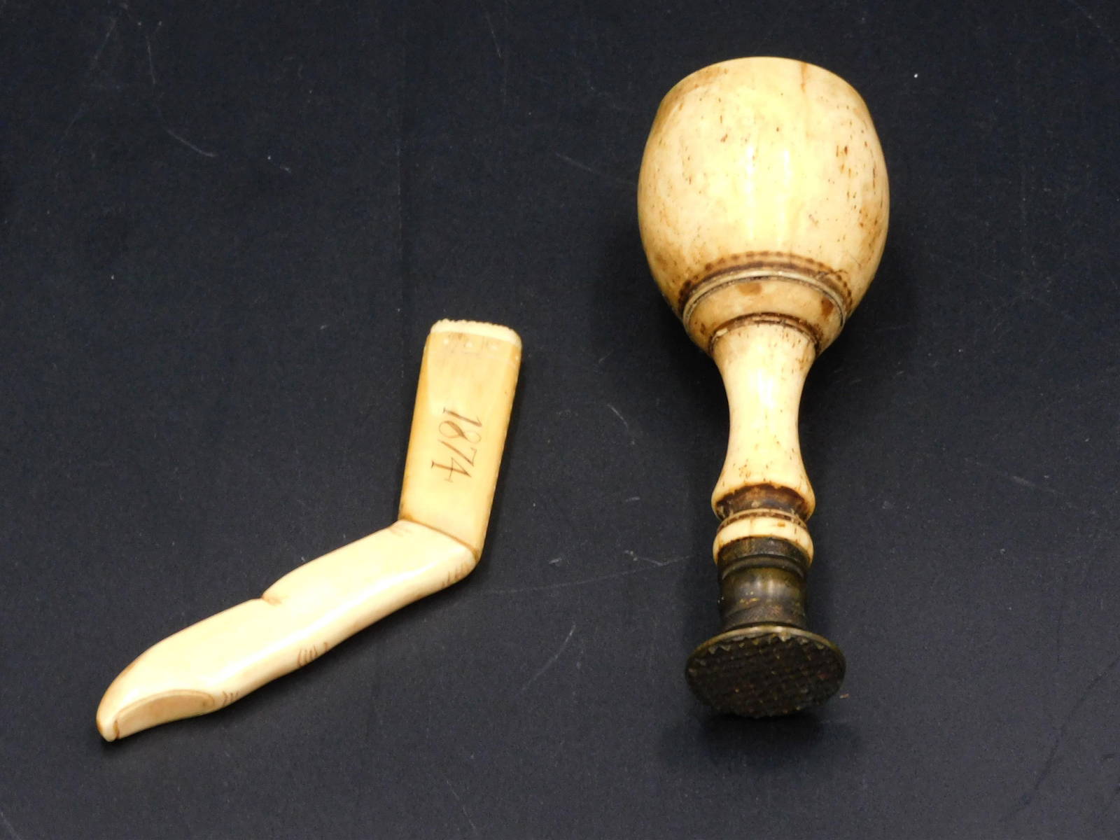(2) Scrimshaw Pipe Tampers Auction