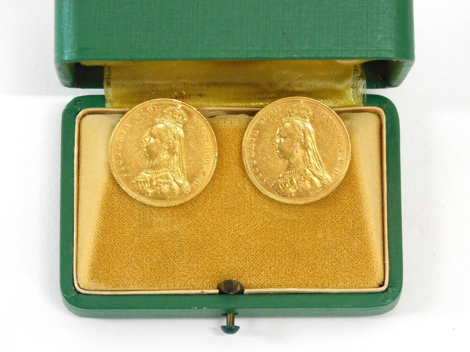 Pair Queen Victoria 1887 Gold Sovereign Coins Auction
