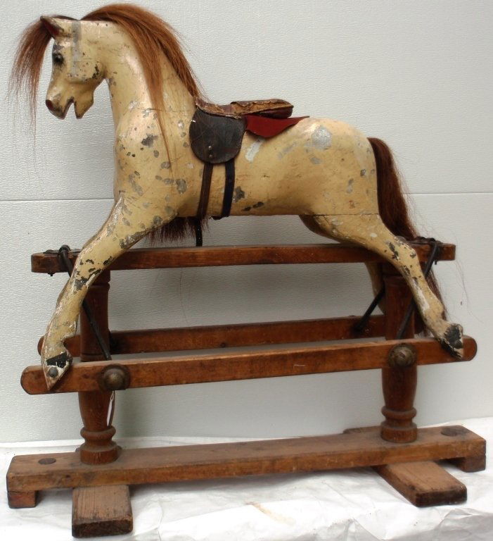 American Rocking Horse On Stand, Ca 1890, Carved