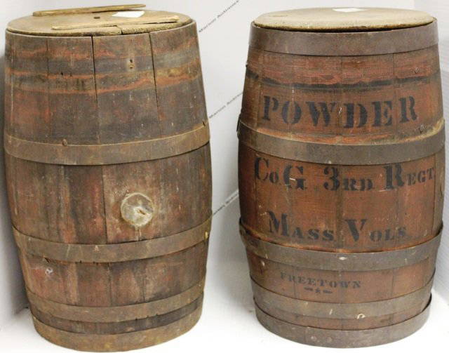 2 Civil War Era Gunpowder Kegs, One Is Stamped
