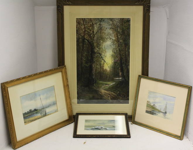 4 Watercolors By P.m. (pauline Meyer) Colyar